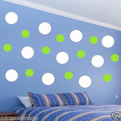 White and Lime Green Peel and Stick Polka Dots Wall Decals VWAQ