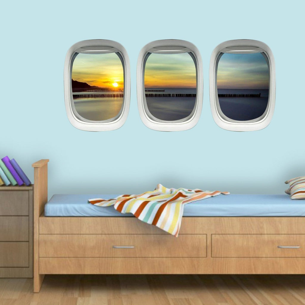 Buy Airplane Window Wall Decals Sunset Beach Aviation Wall Art | VWAQ