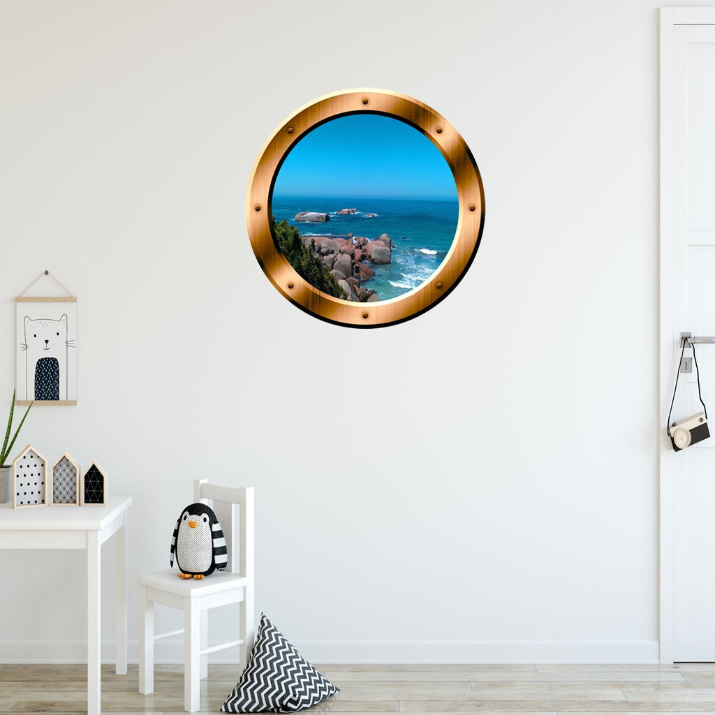 Sea Life Decor 2-Pack Ocean Creature Wall Stickers - 3D Porthole Decals ...