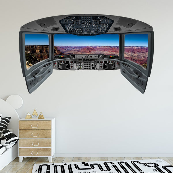 VWAQ Cockpit Wall Mural | Grand Canyon Wall Decal | Plane Window Stickers