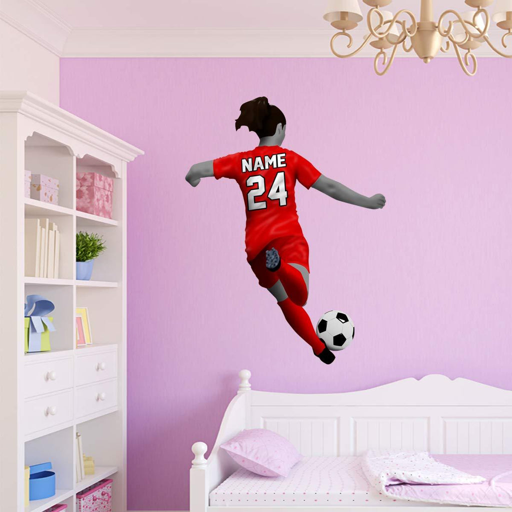 Personalized Girl Soccer Player Wall Decal | Custom Name Sports Sticker ...