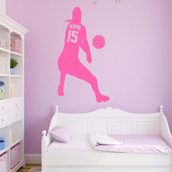 VWAQ Personalized Volleyball Wall Decal - Custom Name Wall Decor for ...