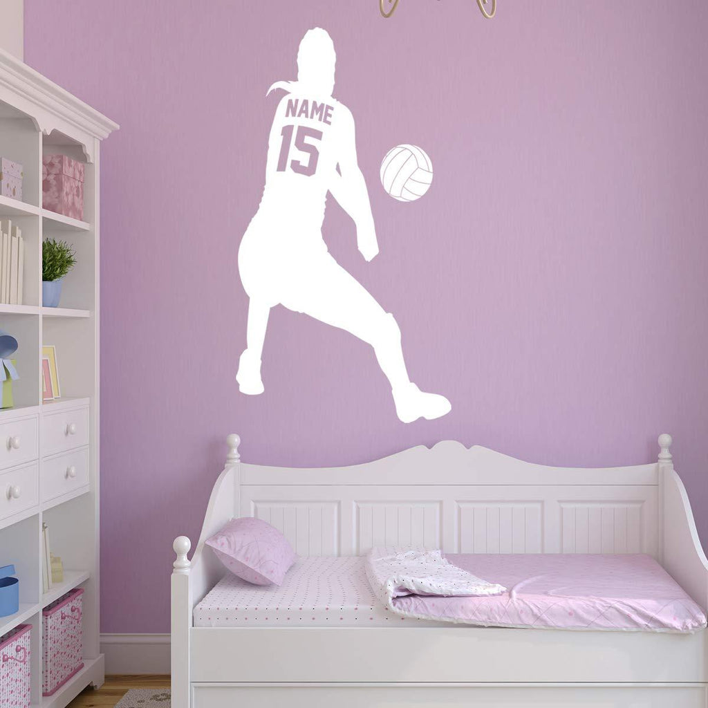 VWAQ Personalized Volleyball Wall Decal - Custom Name Wall Decor for ...