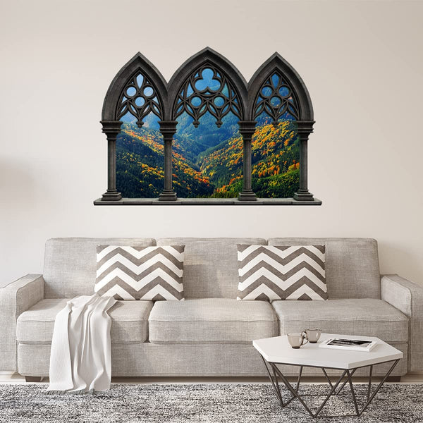 Medieval Castle Wall Decal Window Scene - VWAQ.com
