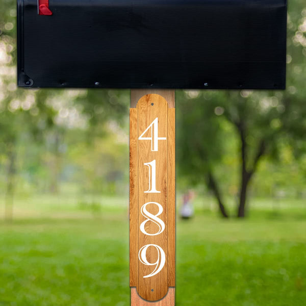 VWAQ Personalized Address Numbers Reflective Aluminum Plaque Wood Desi