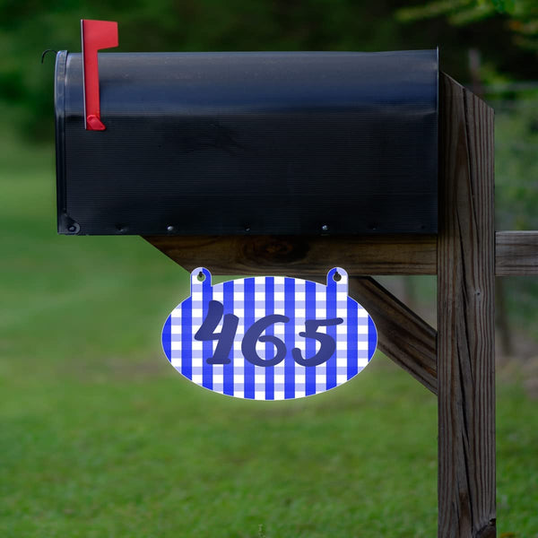 VWAQ Custom Plaid Aluminum Sign Reflective Mailbox Number - Double Sid