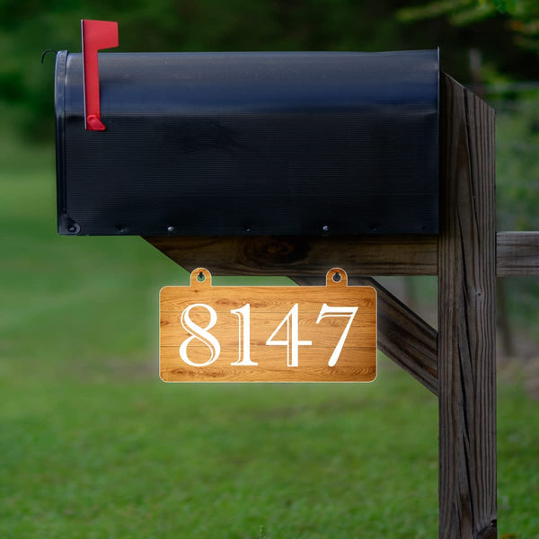 VWAQ Custom Aluminum Hanging Reflective Address Sign for Mailbox Wood