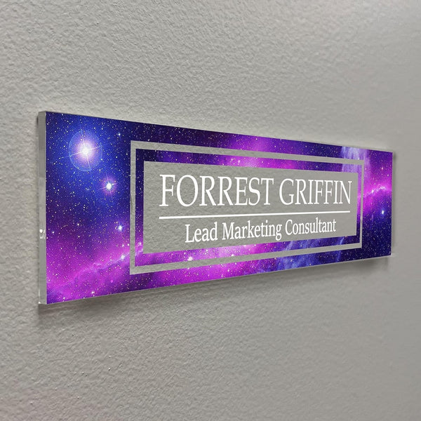 VWAQ Customized Galaxy Name Plate for Wall - Clear Acrylic Glass - Per