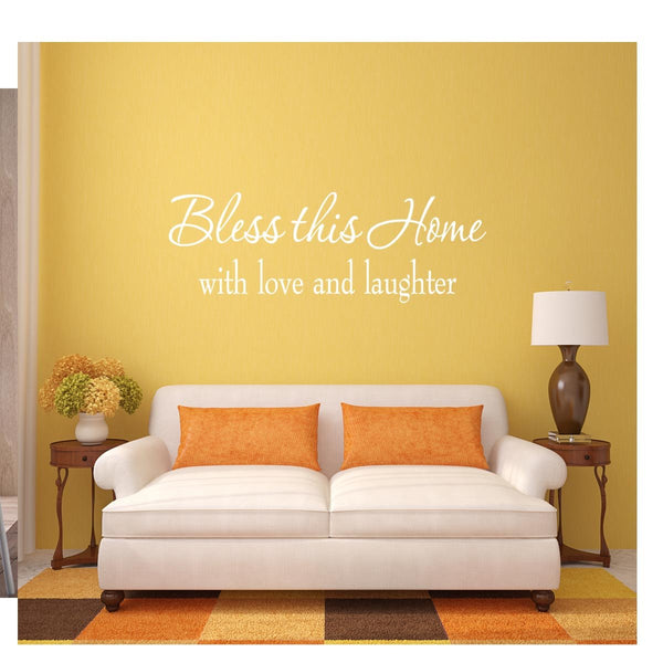 Bless This Home with Love & Laughter Wall Quotes for Home | VWAQ.com