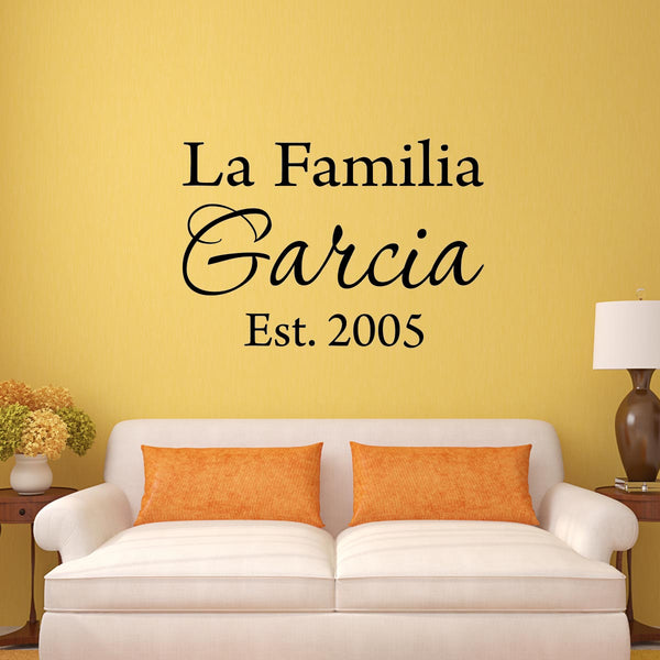 VWAQ La Familia Custom Family Name Spanish Wall Decal Insert Family Na