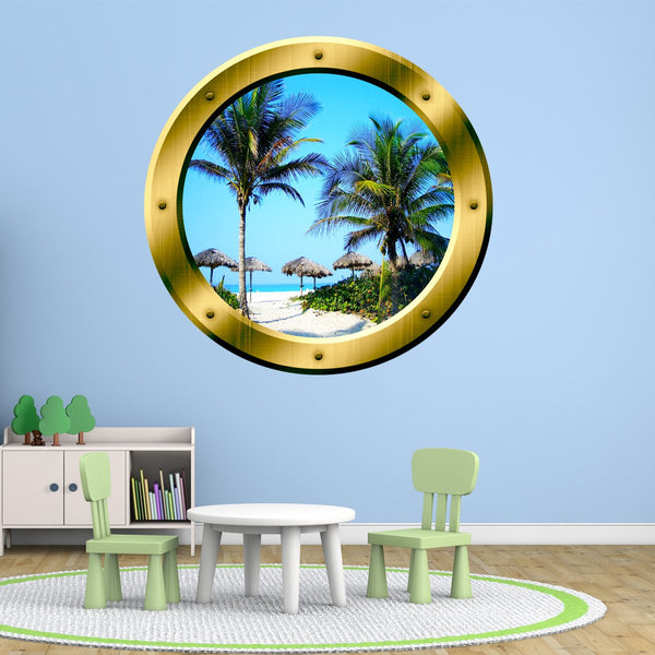 VWAQ.com: Tropical Wall Decals Porthole Window Sticker Scene