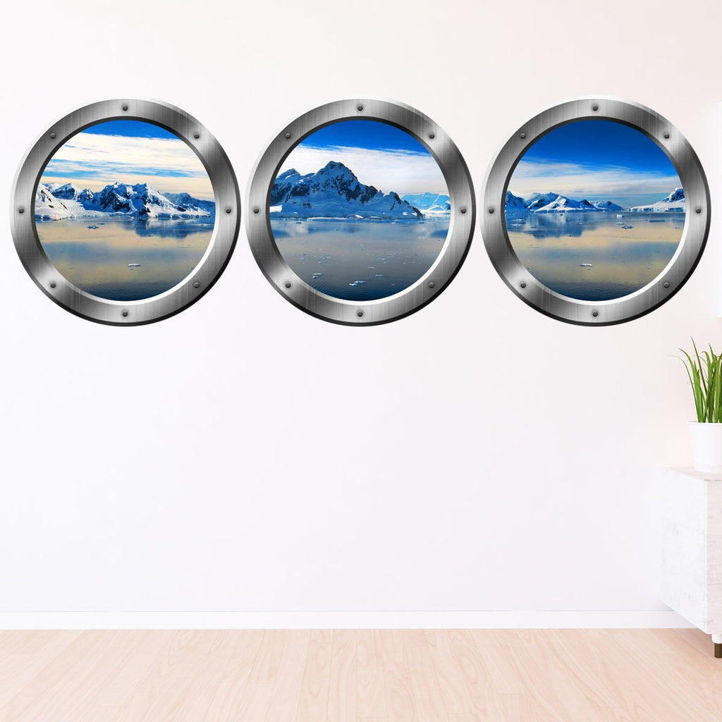 Porthole Window Decals For Wall, Arctic Wall Decal - Glacier Wall Art