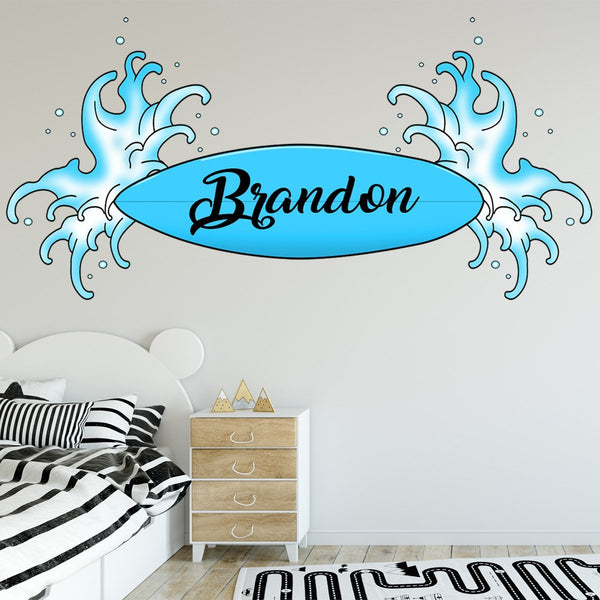 Surfer Decal with Name Custom Surfboard Personalized Wall Decals
