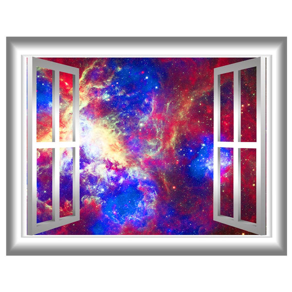 Galaxy Nebula Peel and Stick Window Frame Vinyl Wall Decal | VWAQ