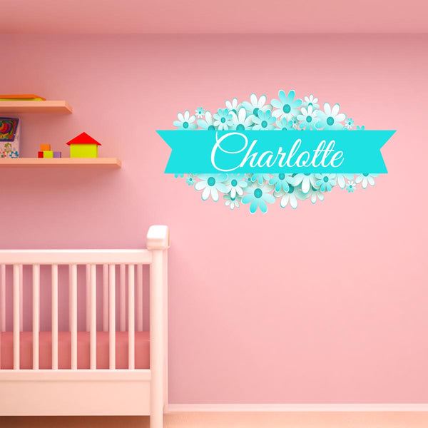 Custom Flower Name Wall Decal - Customized Name Decals for Girls Rooms