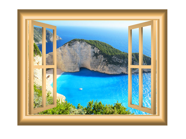 VWAQ Ocean View Wall Decor Window Decal Nature Scene Bedroom Art ...