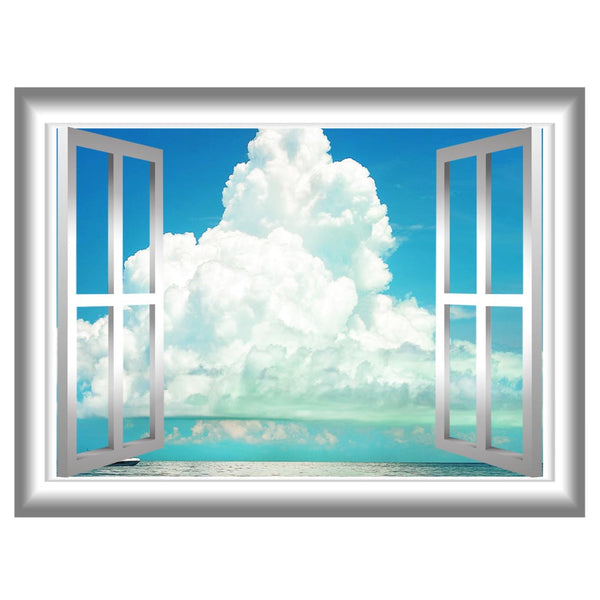 Clouds Window Frame Peel and Stick Vinyl Wall Decal | VWAQ