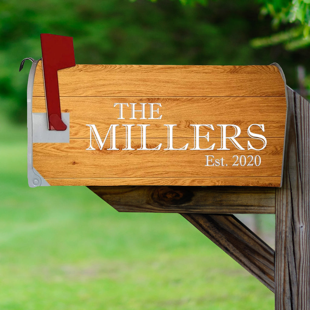 VWAQ Personalized Wood Mailbox Covers Magnetic - Custom Family Name ...