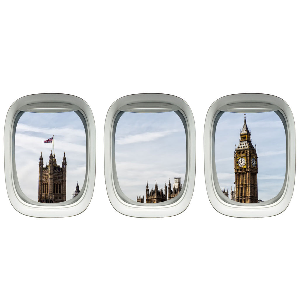 VWAQ Airplane Window View Wall Decals Big Ben