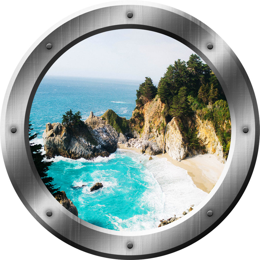 Ocean Cliff Aerial View Window Porthole Ocean Mural Peel and Stick Wall ...