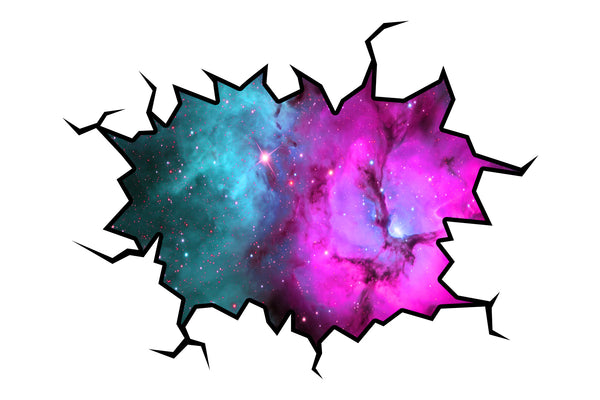 Outer Space Wall Crack Galaxy Nebula Peel & Stick Removable Wall Decal