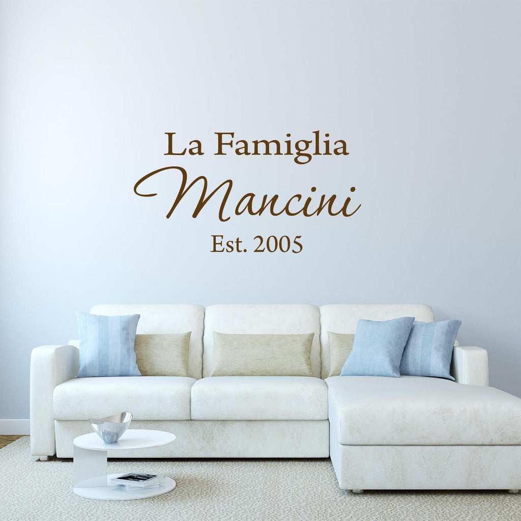 La Famiglia Custom Italian Family Name Wall Decal Insert Family Name | VWAQ