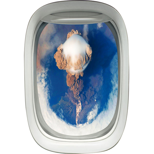 Volcano Commercial Airplane Window Porthole Vinyl Wall Decal | VWAQ