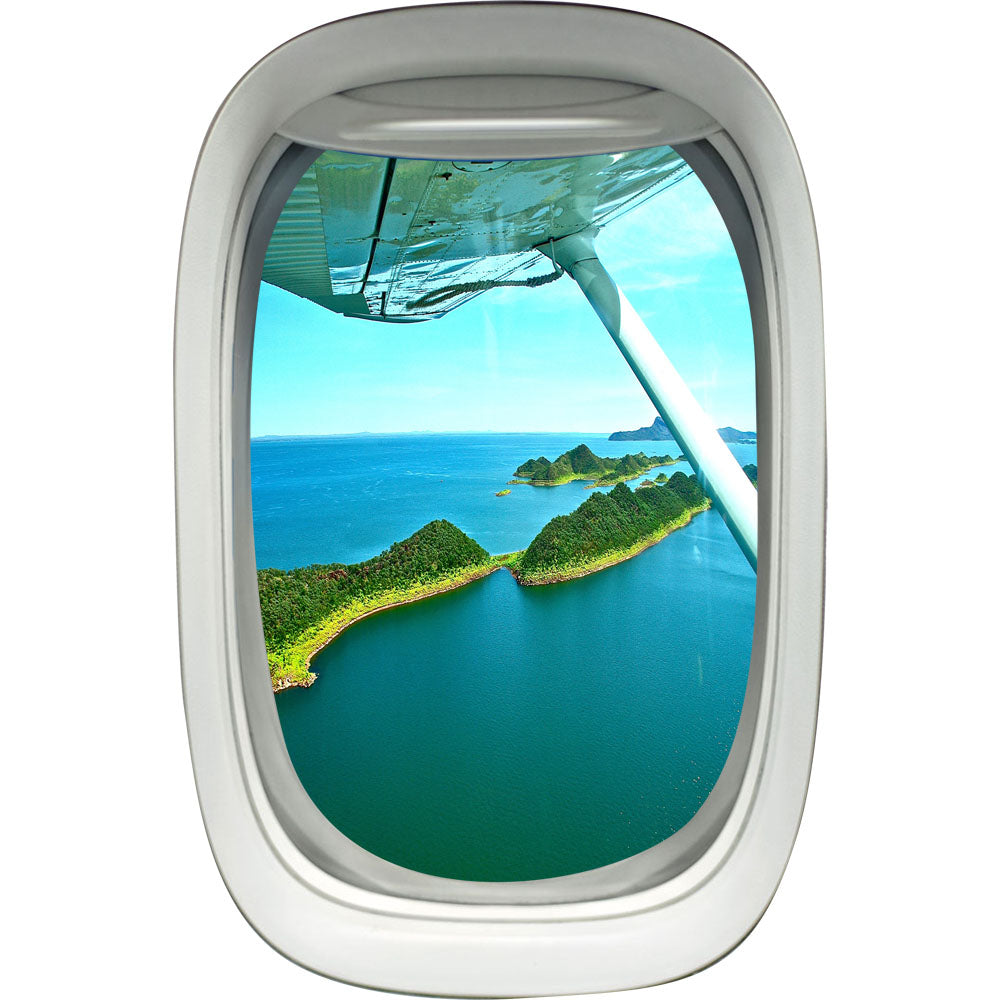 Flying Plane Islands Window Decal Vinyl Airplane Window Decals Aviation ...